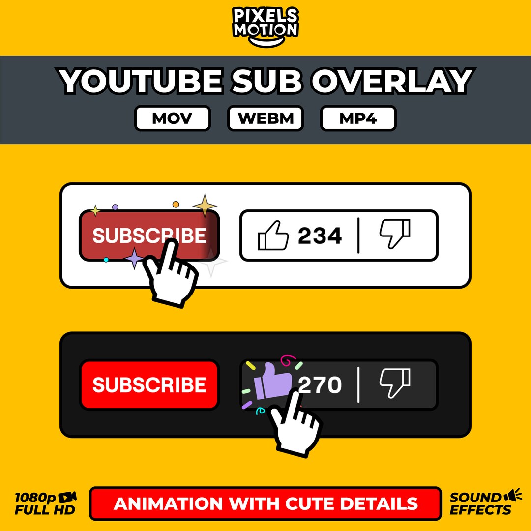 Animated Youtube Like and Subscribe Button Overlay With Integrated ...