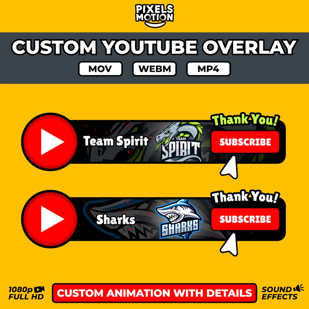 Custom Animated Youtube Subscribe Button Overlay With Effects (MOV ...