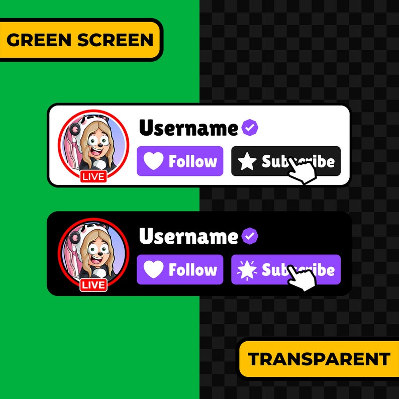 Cute Animated Twitch Follow Overlay, Custom Stream Overlay for ...