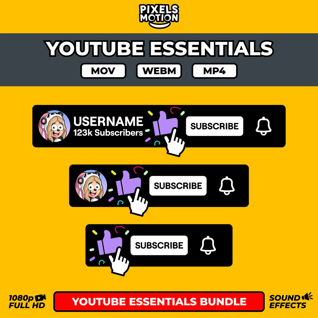 Custom Animated Youtube Like and Subscribe Button Overlay | Stream ...