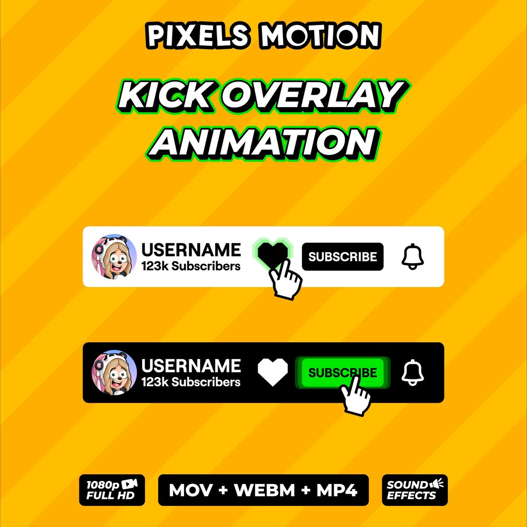 Custom Kick Follow Button Animation | Social Media Lower Third Overlay ...