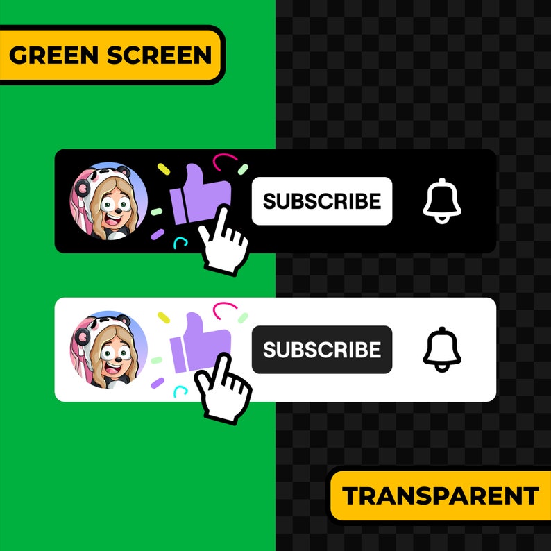 Custom Animated Youtube Like, Subscribe and Bell Button Overlay With ...