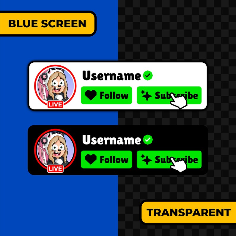 Custom Animated Kick Follow and Subscribe Button Overlay With ...