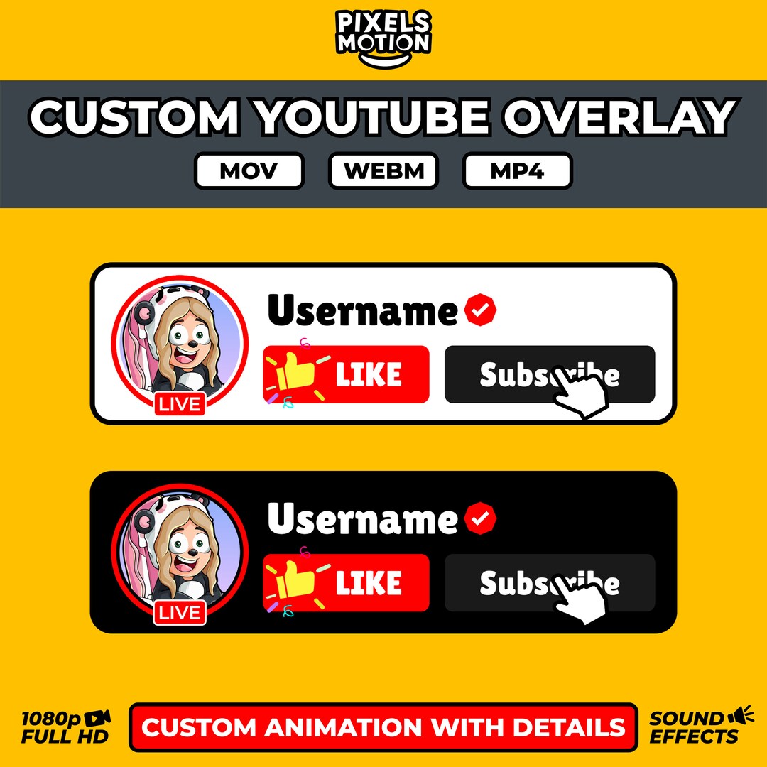 Custom Animated Youtube Like and Subscribe Button Overlay With ...