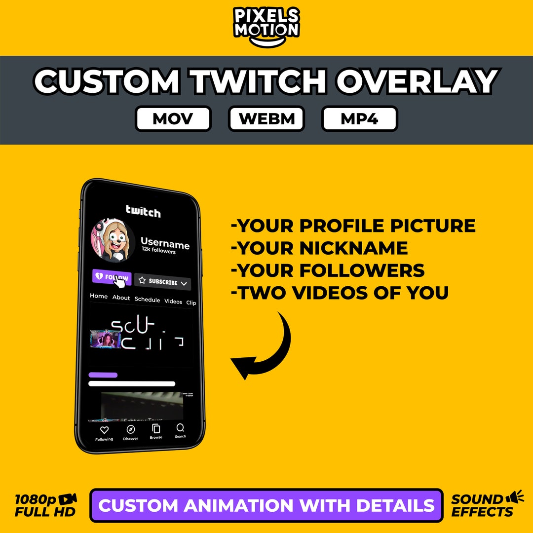 Custom Animated Twitch Follow and Subscribe Button Overlay | Stream ...