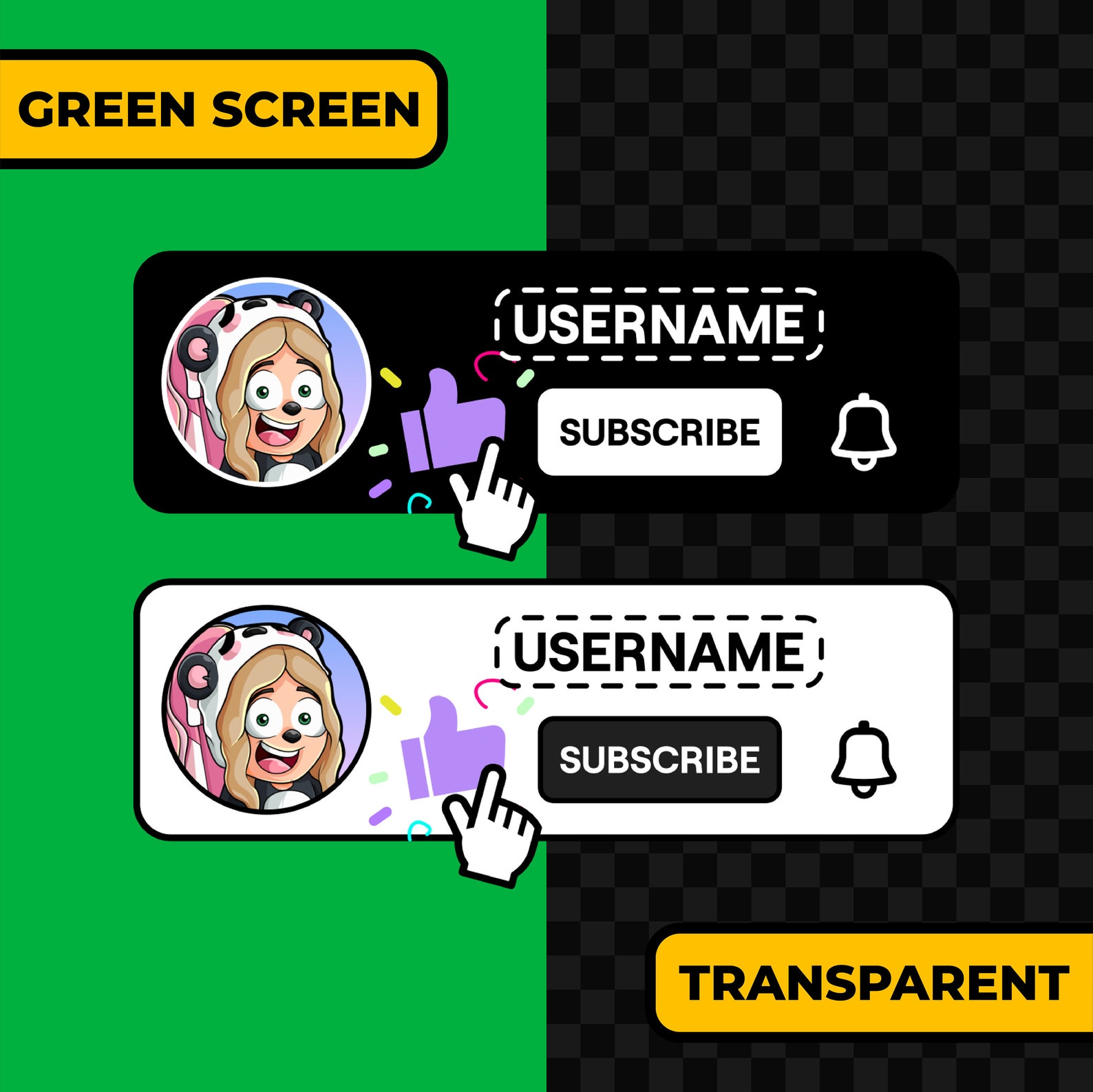 Cute Animated Custom Like and Subscribe Button | Twitch & Youtube ...