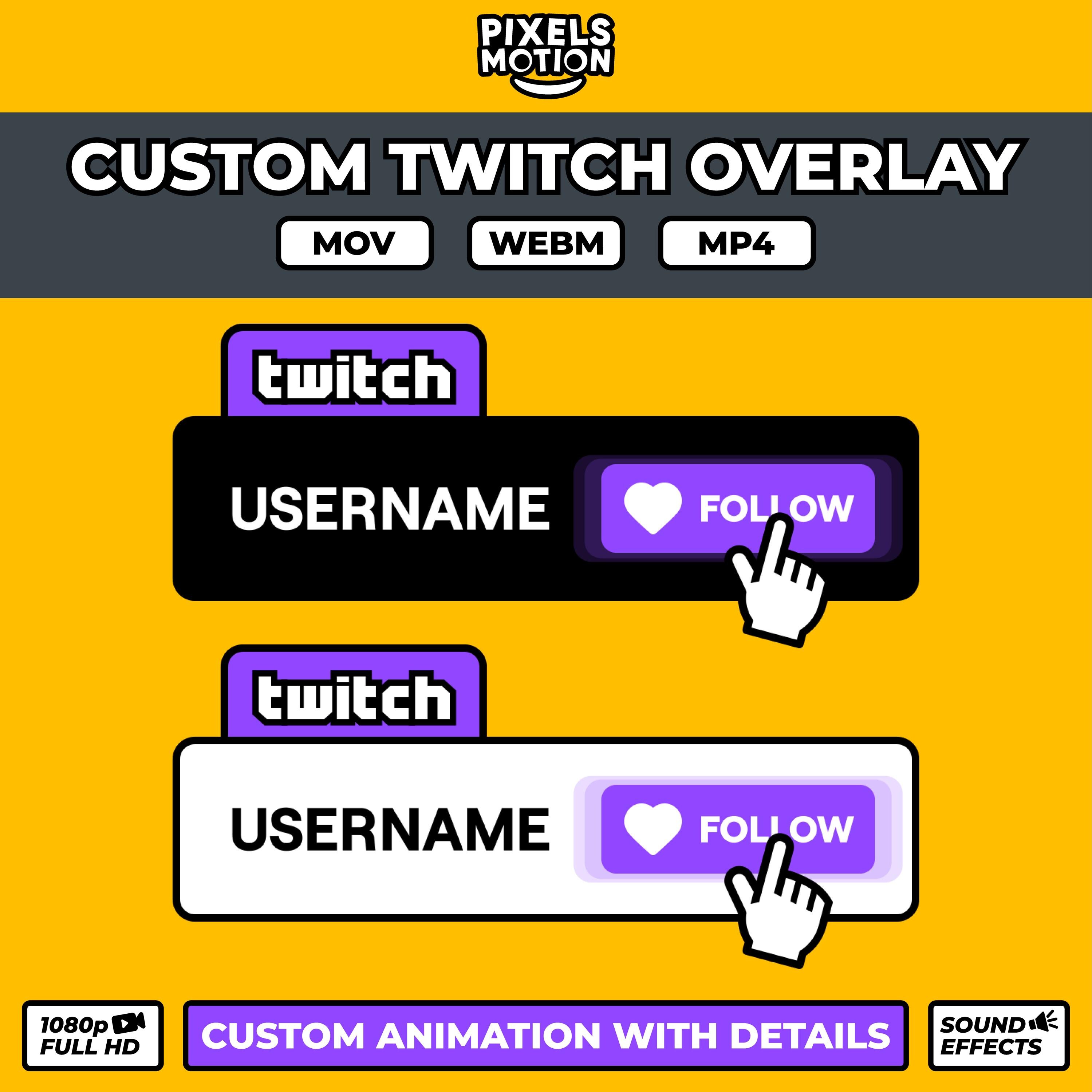 Custom Animated Twitch Follow and Subscribe Button Overlay | Stream ...