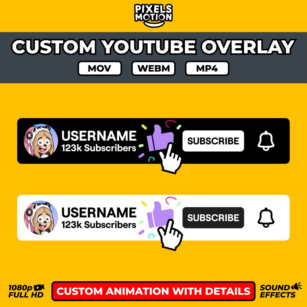 Custom Animated Youtube Subscribe Overlay With Integrated Special ...