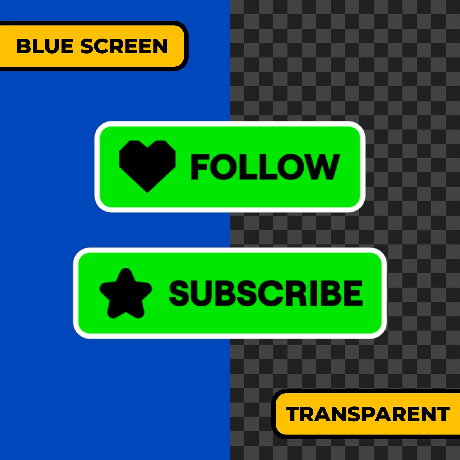 Animated Kick Follow and Subscribe Button Overlay | Stream Overlay for ...
