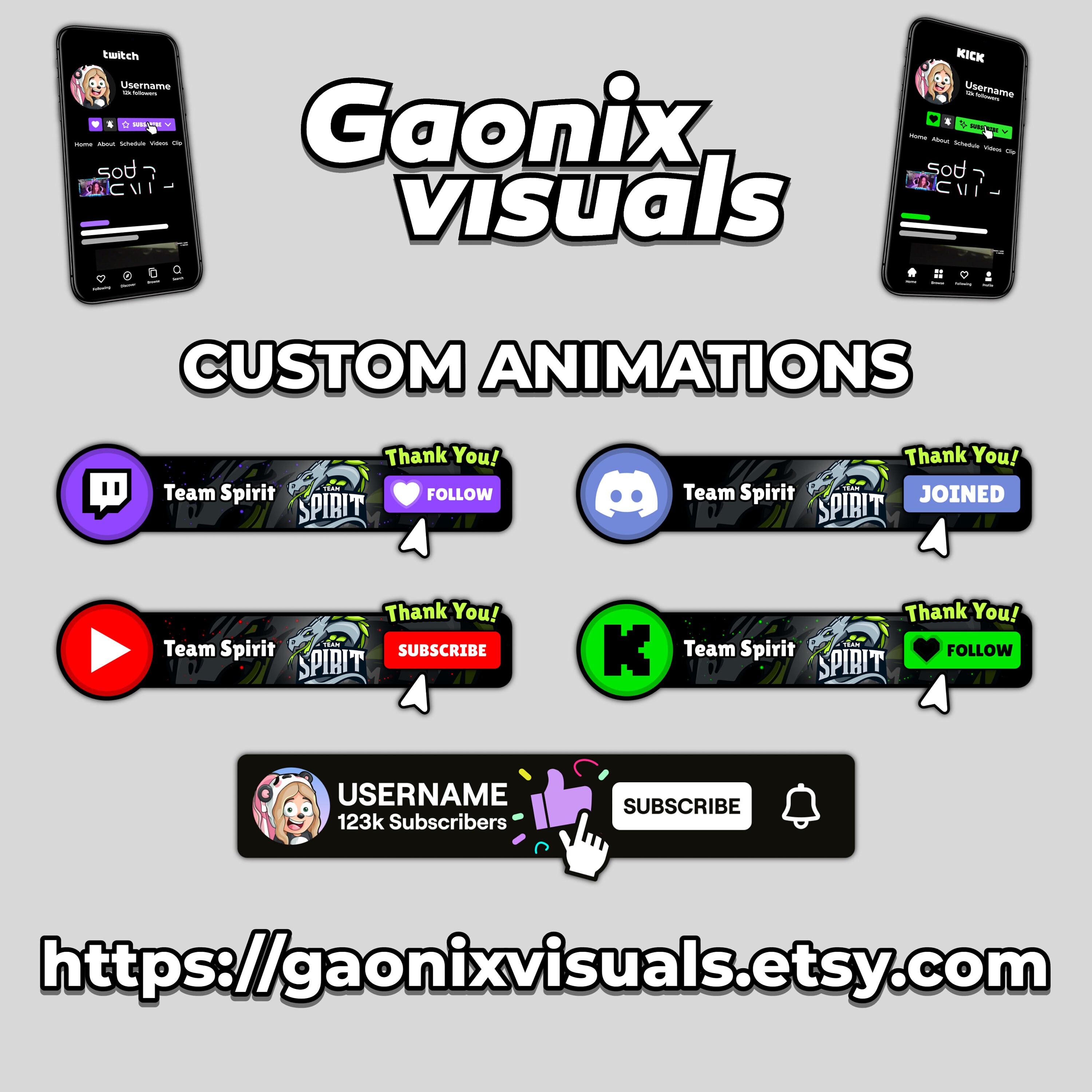 Custom Animated Twitch Follow and Subscribe Button Overlay | Stream ...