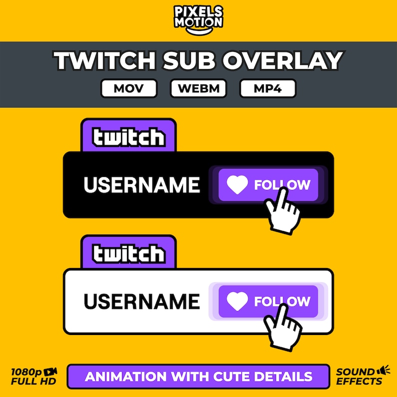 Custom Animated Twitch Follow and Subscribe Button Overlay With ...