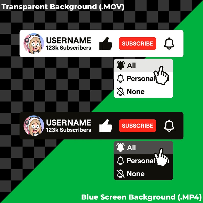 Custom Animated Youtube Subscribe Overlay With Integrated - Etsy