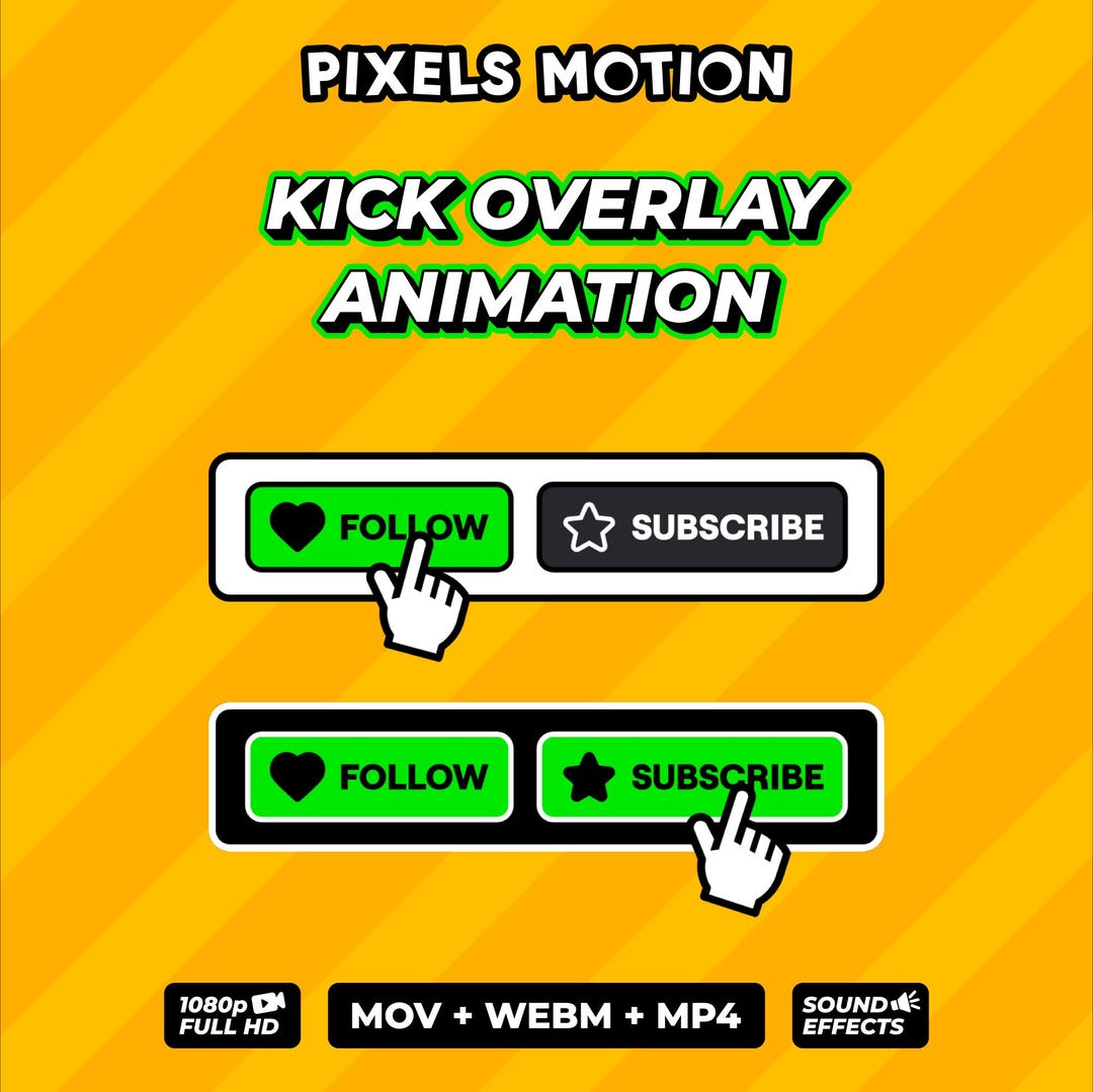 Kick Follow Button Animation | Social Media Lower Third Overlay | Style ...