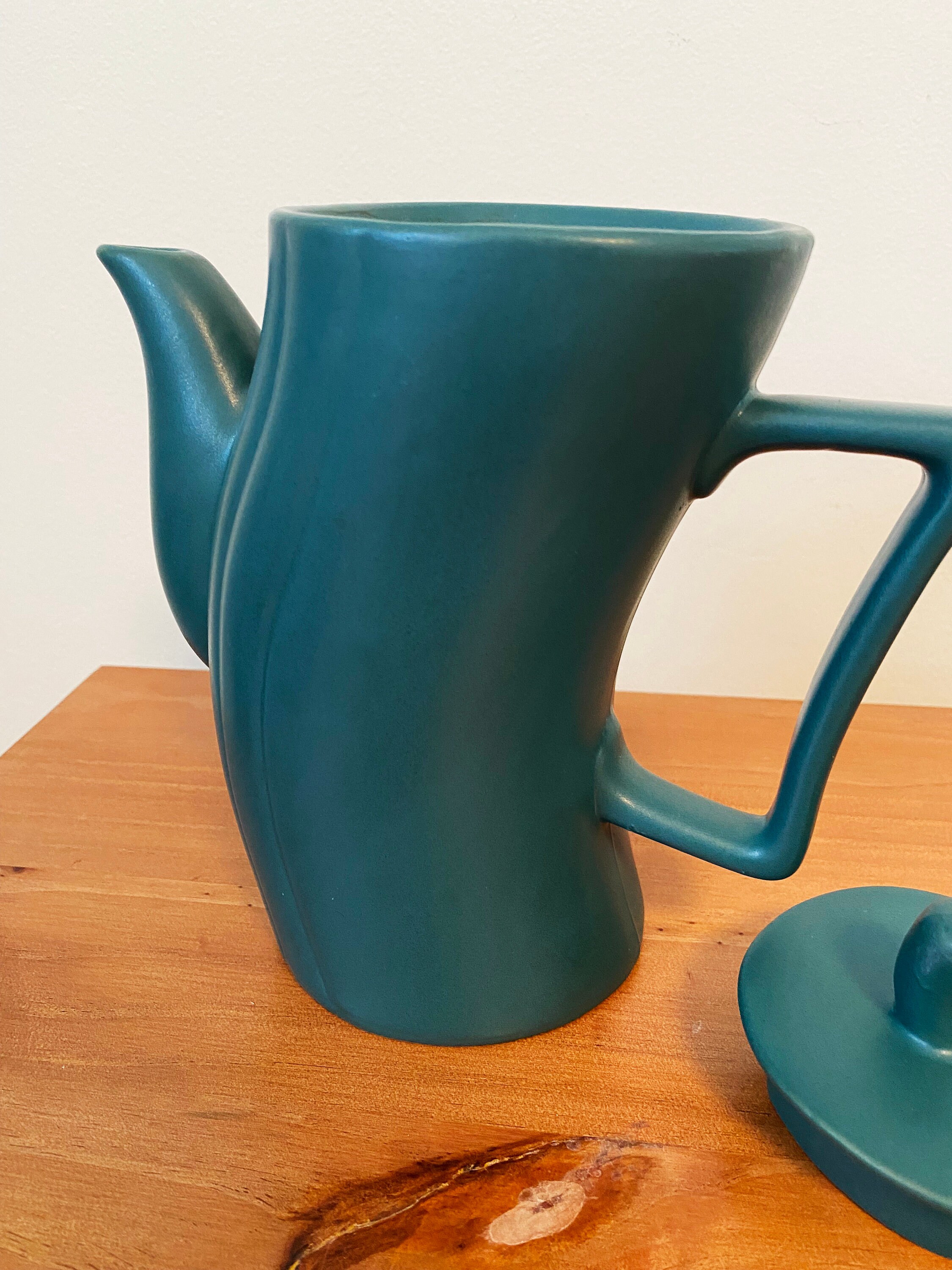 Vintage Wavy / Curvy Forest Green Teapot Sugar and Cream - Etsy