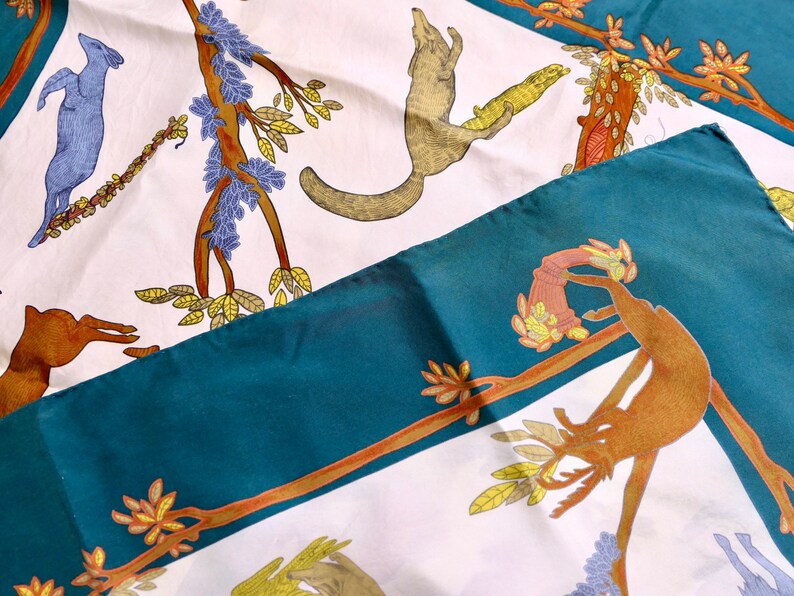 Vintage Hermès Silk Scarf Decorated With Forest Animals and - Etsy
