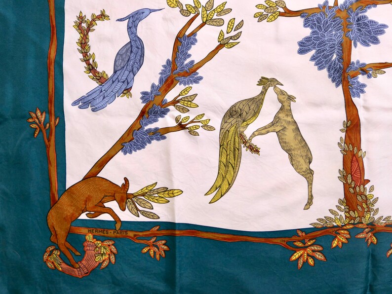 Vintage Hermès Silk Scarf Decorated With Forest Animals and - Etsy