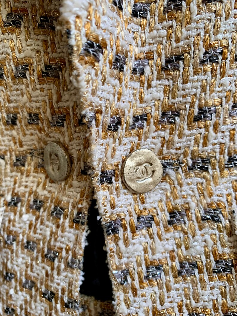 Vintage Chanel Jacket in Golden Beige Tweed - Etsy