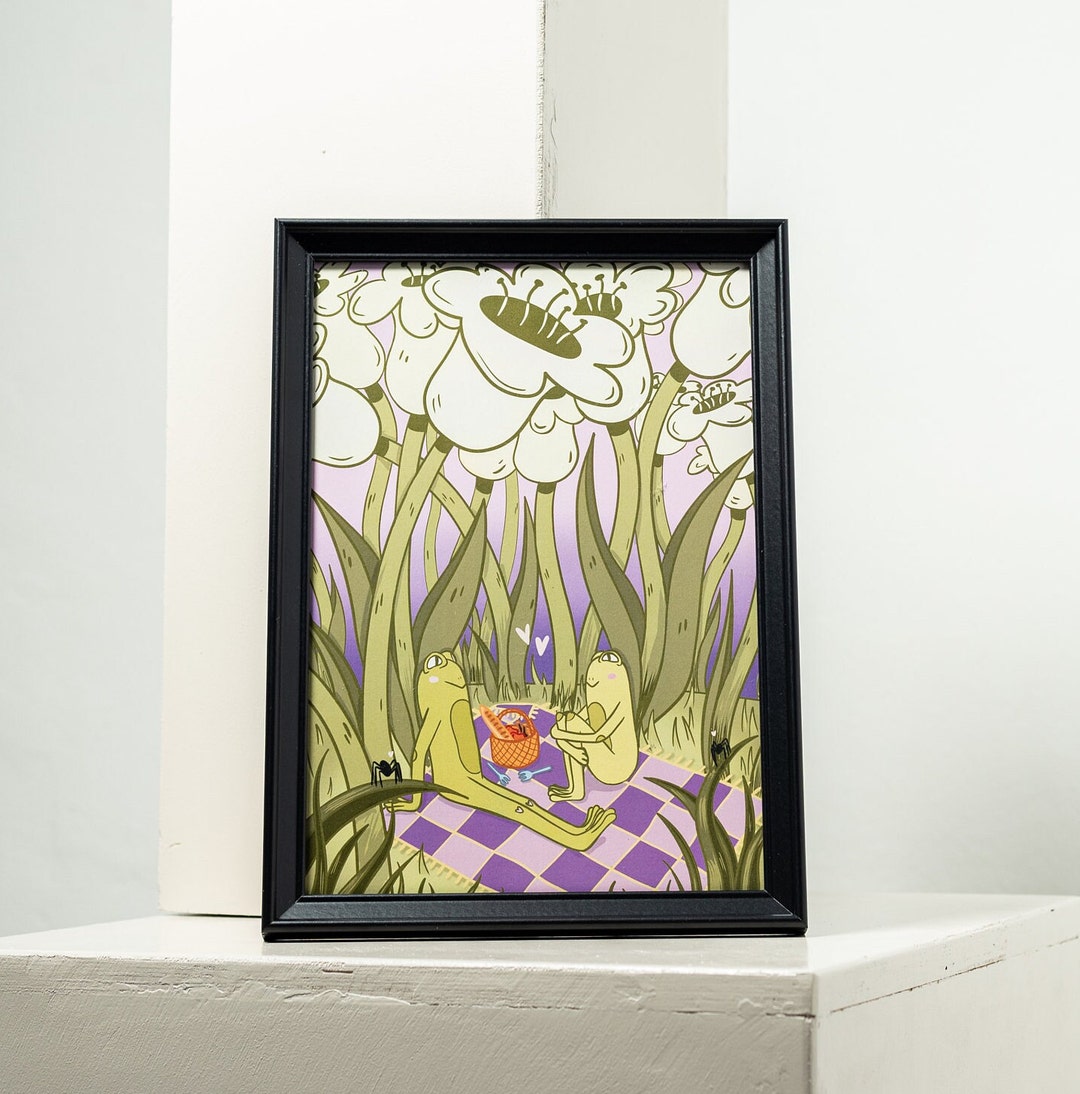Frog Picnic A4 Poster Print Wall Decoration - Etsy Canada