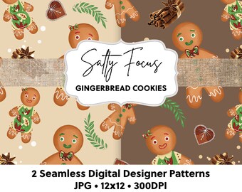 Watercolor Clipart Christmas Gingerbread Cookies Seamless Pattern ...