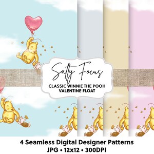 Winnie the Pooh Seamless Pattern, Heart Balloon, Piglet, Bees, High ...