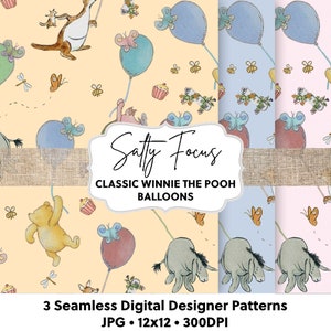 Classic Winnie-the-pooh Balloons Seamless Pattern, Classic Pooh, Winnie ...