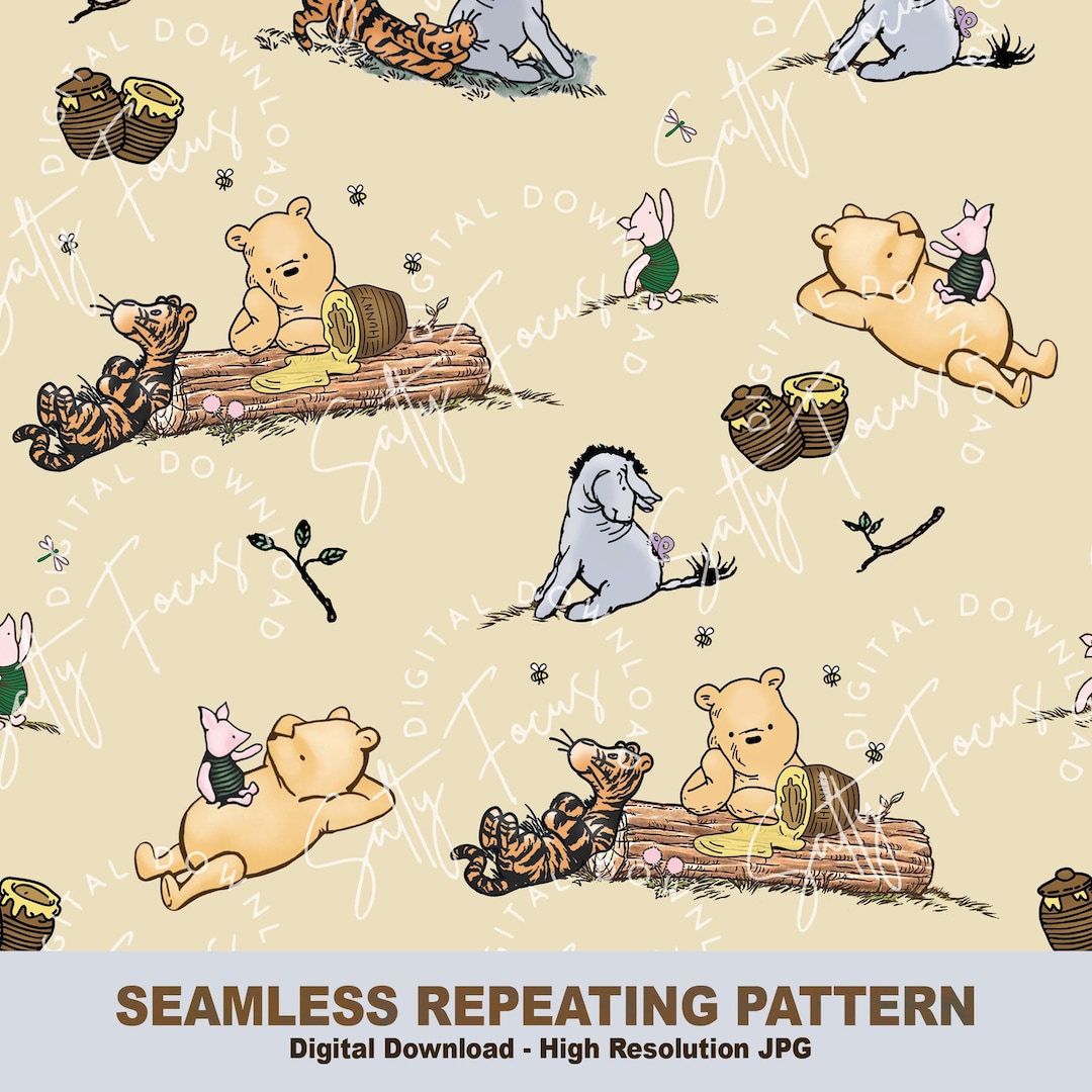 Classic Winnie-the-pooh Seamless Repeating Pattern, Pooh and Friends ...