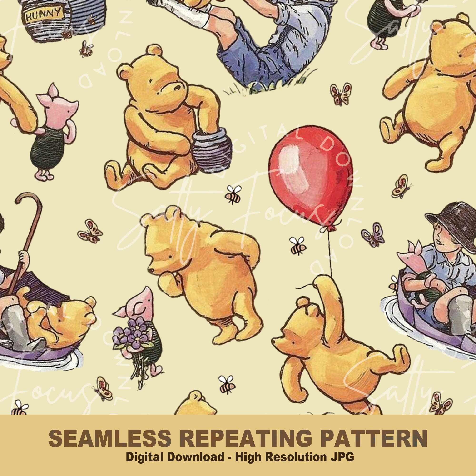 Classic Winnie-the-pooh, Seamless Pattern, Repeating Pattern, Digital ...