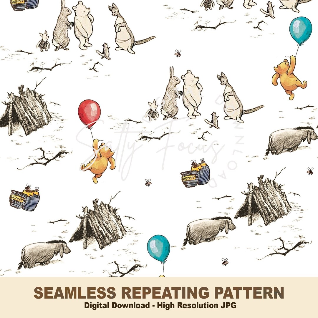 Classic Winnie-the-pooh Seamless Pattern, Pooh and Friends, Classic ...