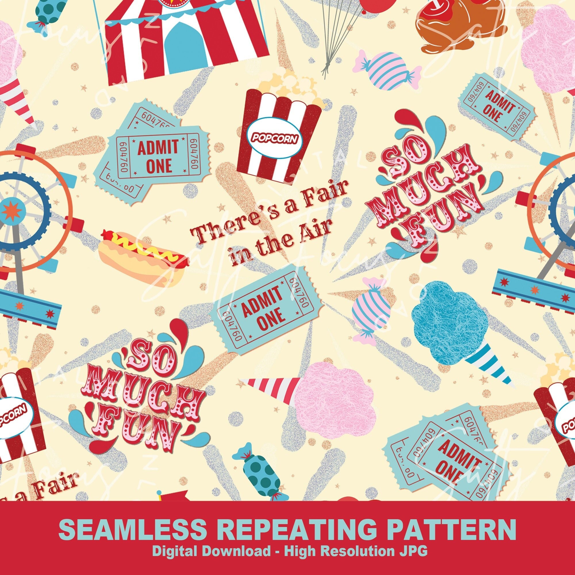 Theres a Fair in the Air, Carnival, Fair, Seamless Pattern, Repeating ...