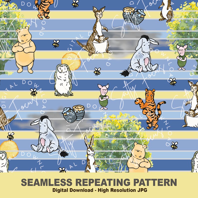 Classic Winnie-the-pooh Seamless Pattern, Vintage Pooh, Pooh and Piglet ...