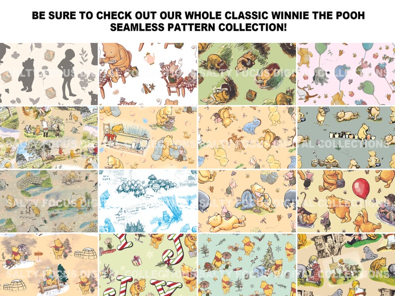 Classic Winnie the Pooh Seamless Pattern Winnie the Pooh - Etsy