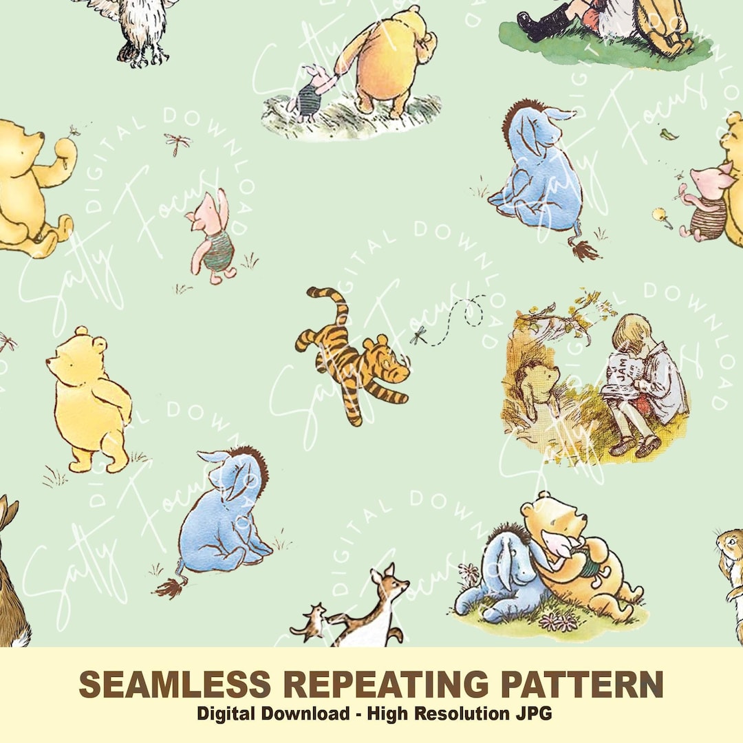 Classic Winnie-the-pooh Seamless Pattern, Piglet Owl Rabbit, Repeating ...
