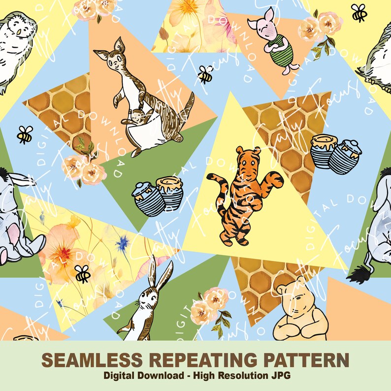 Winnie-the-pooh Seamless Pattern, Piglet, Tigger (digital Paper) - Etsy