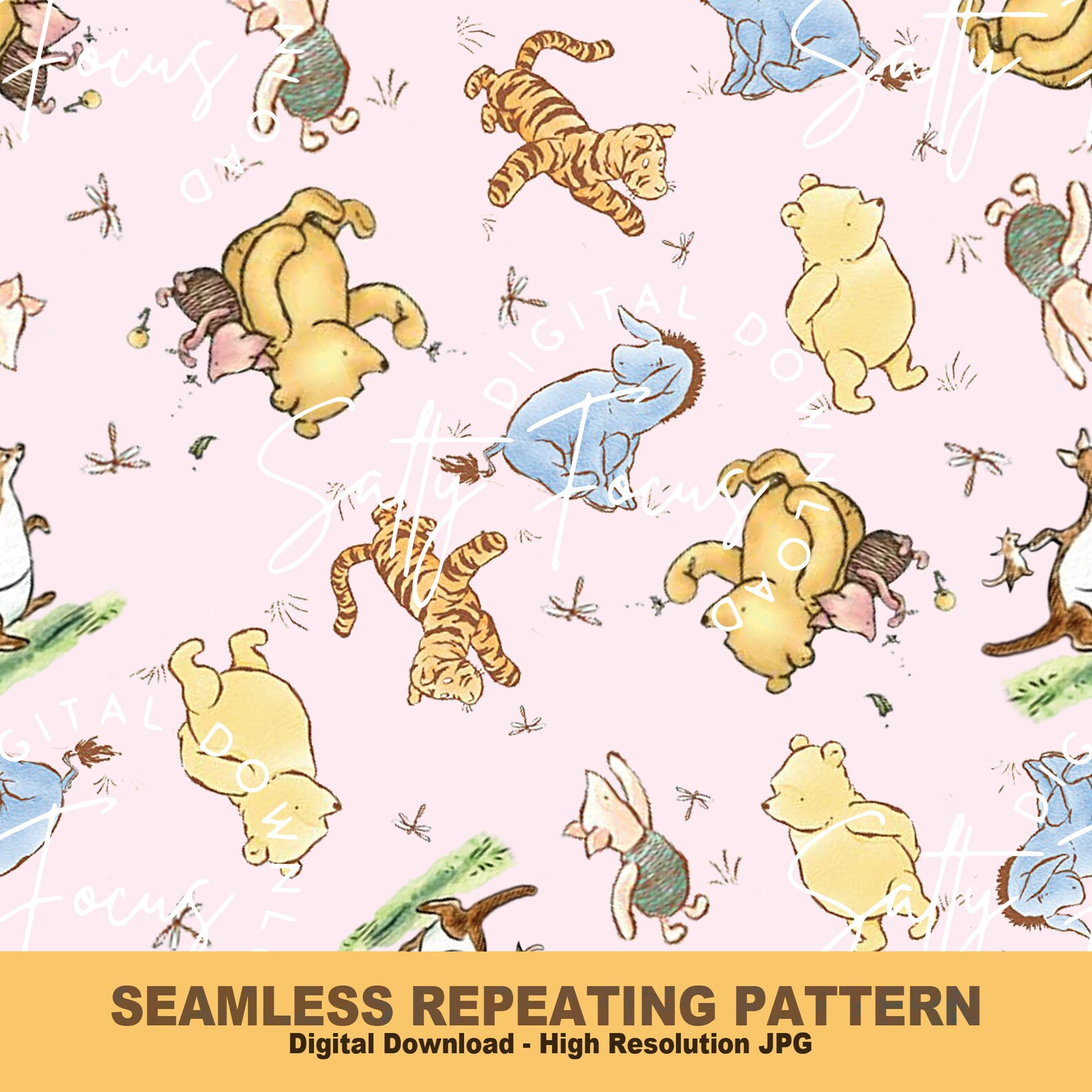 Classic Winnie the Pooh With Kanga & Roo Seamless Pattern - Etsy Australia