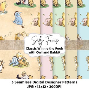 Classic Winnie-the-pooh Seamless Pattern, Piglet Owl Rabbit, Repeating ...