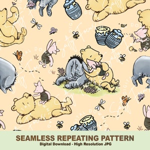 Classic Winnie-the-pooh Seamless Pattern, Piglet, Repeating Pattern ...