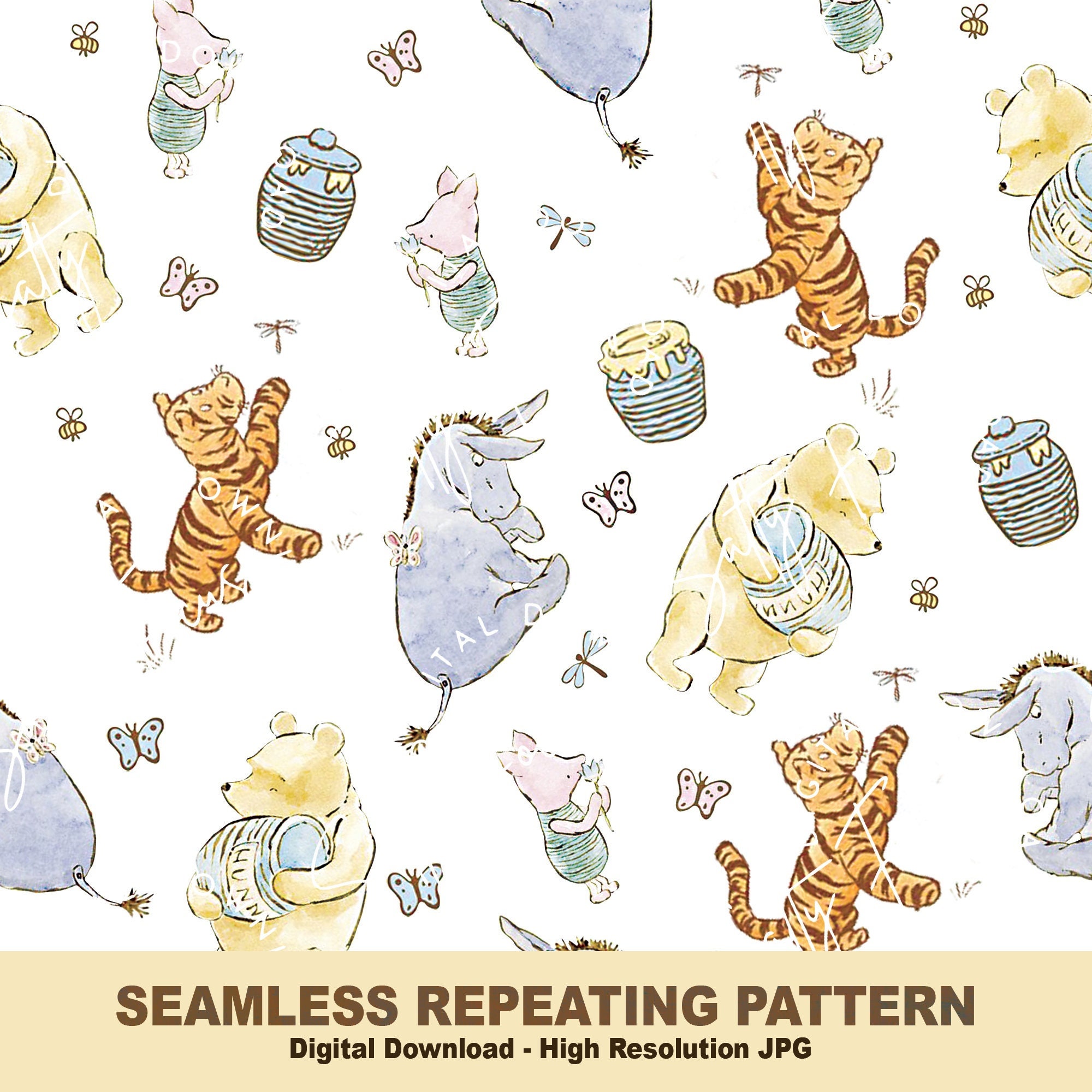 Classic Winnie-the-pooh Seamless Repeating Pattern, Vintage Pooh Bear ...