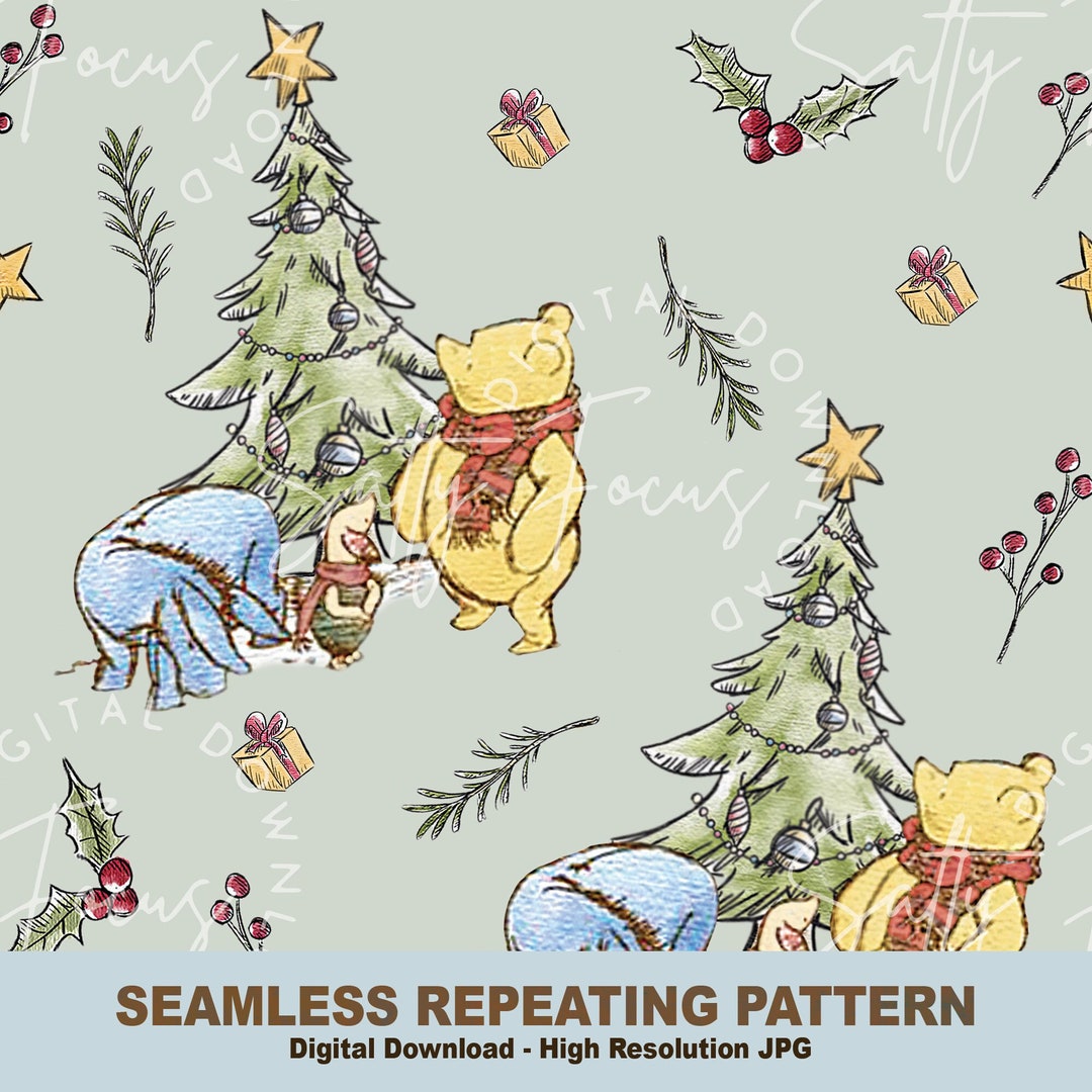 Classic Winnie-the-pooh Seamless Pattern, Pooh Christmas No Tigger ...