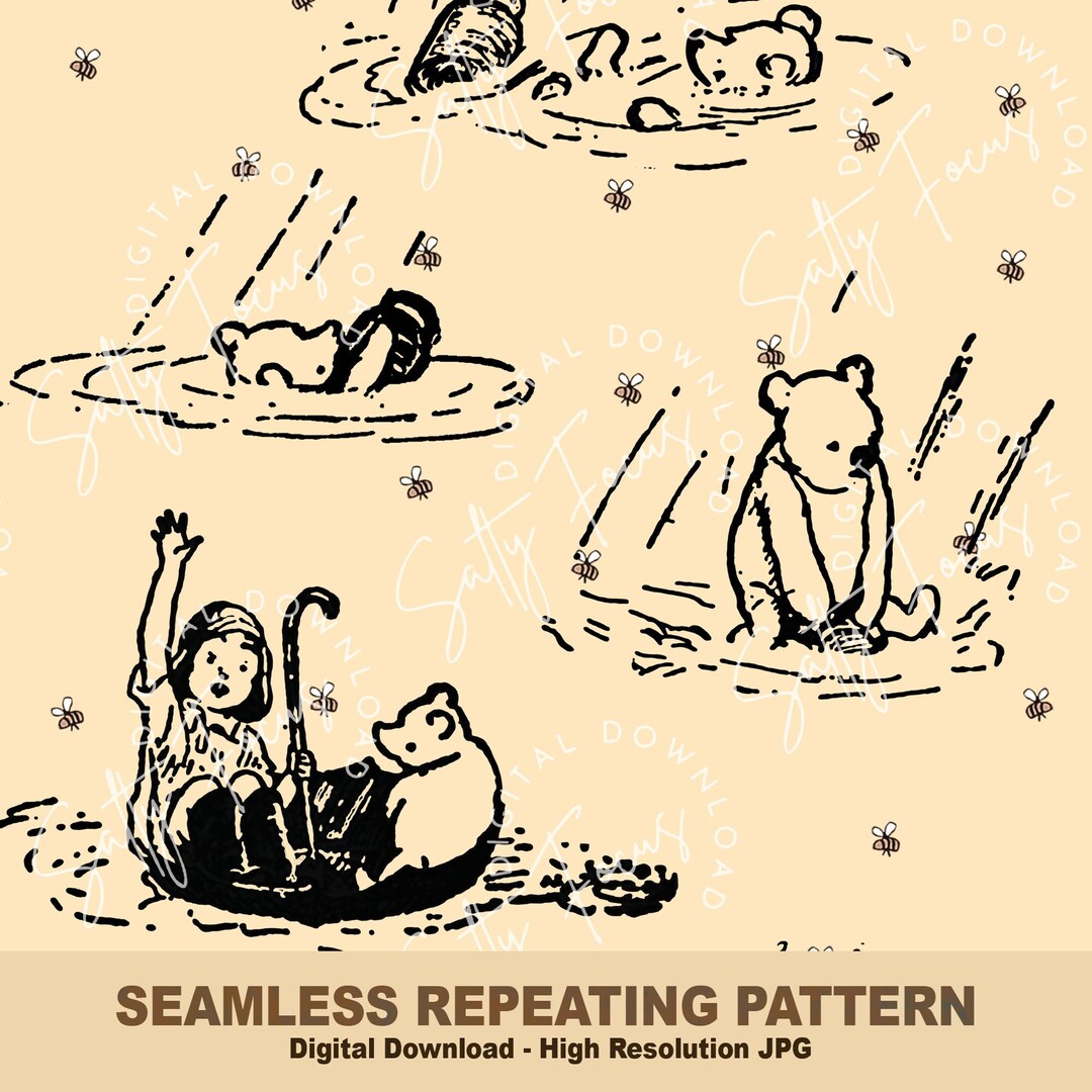 Classic Winnie-the-pooh Seamless Pattern No Tigger, Vintage Pooh ...