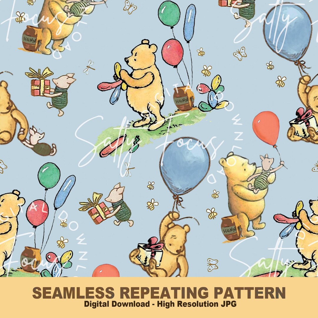 Classic Winnie-the-pooh Seamless Repeating Pattern, Birthday, Vintage ...