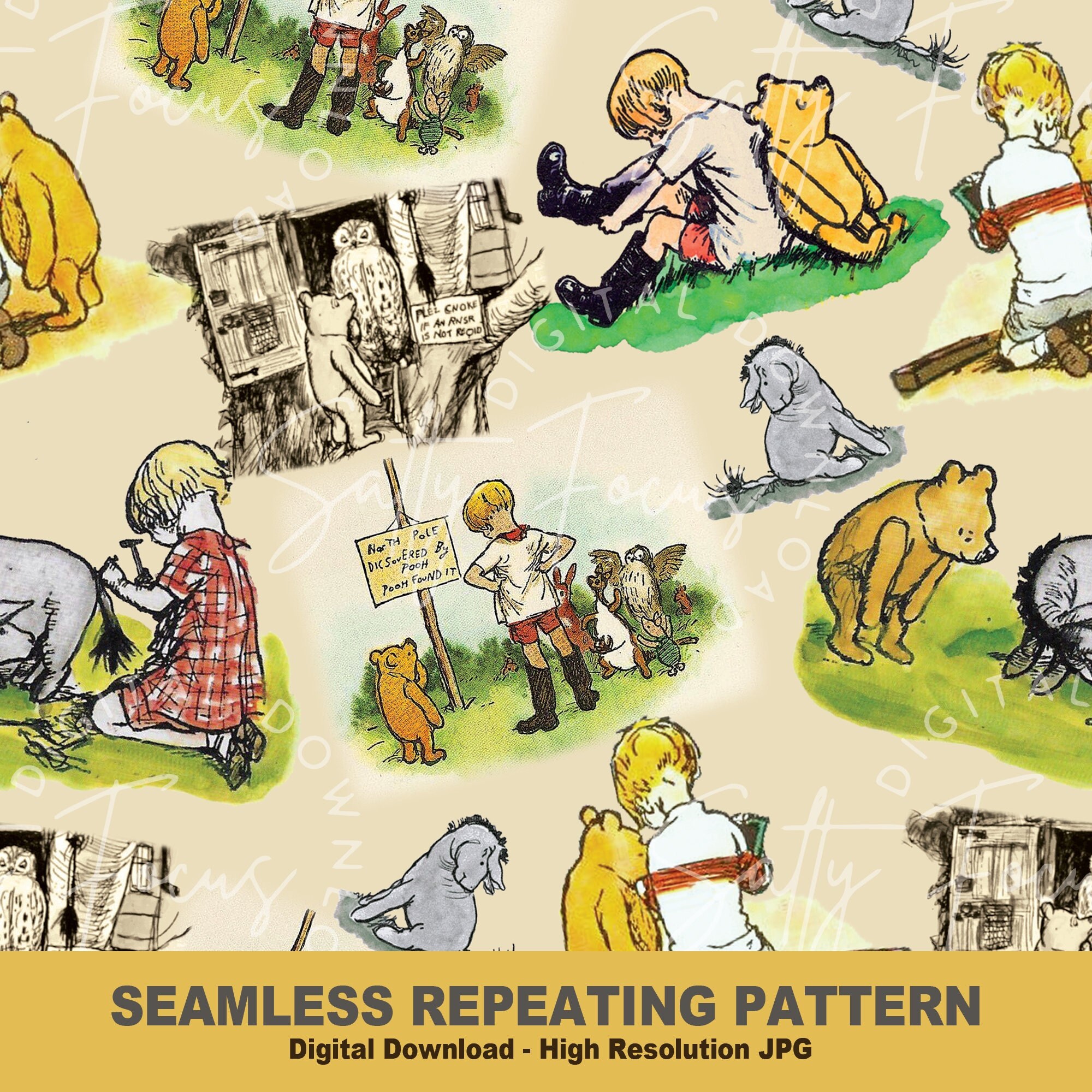 Classic Winnie the Pooh Seamless Pattern Winnie the Pooh - Etsy