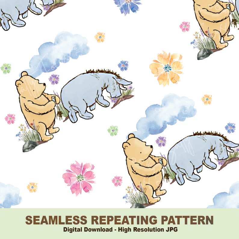 Classic Winnie-the-pooh Seamless Pattern, Pooh and Eeyore's Tail ...