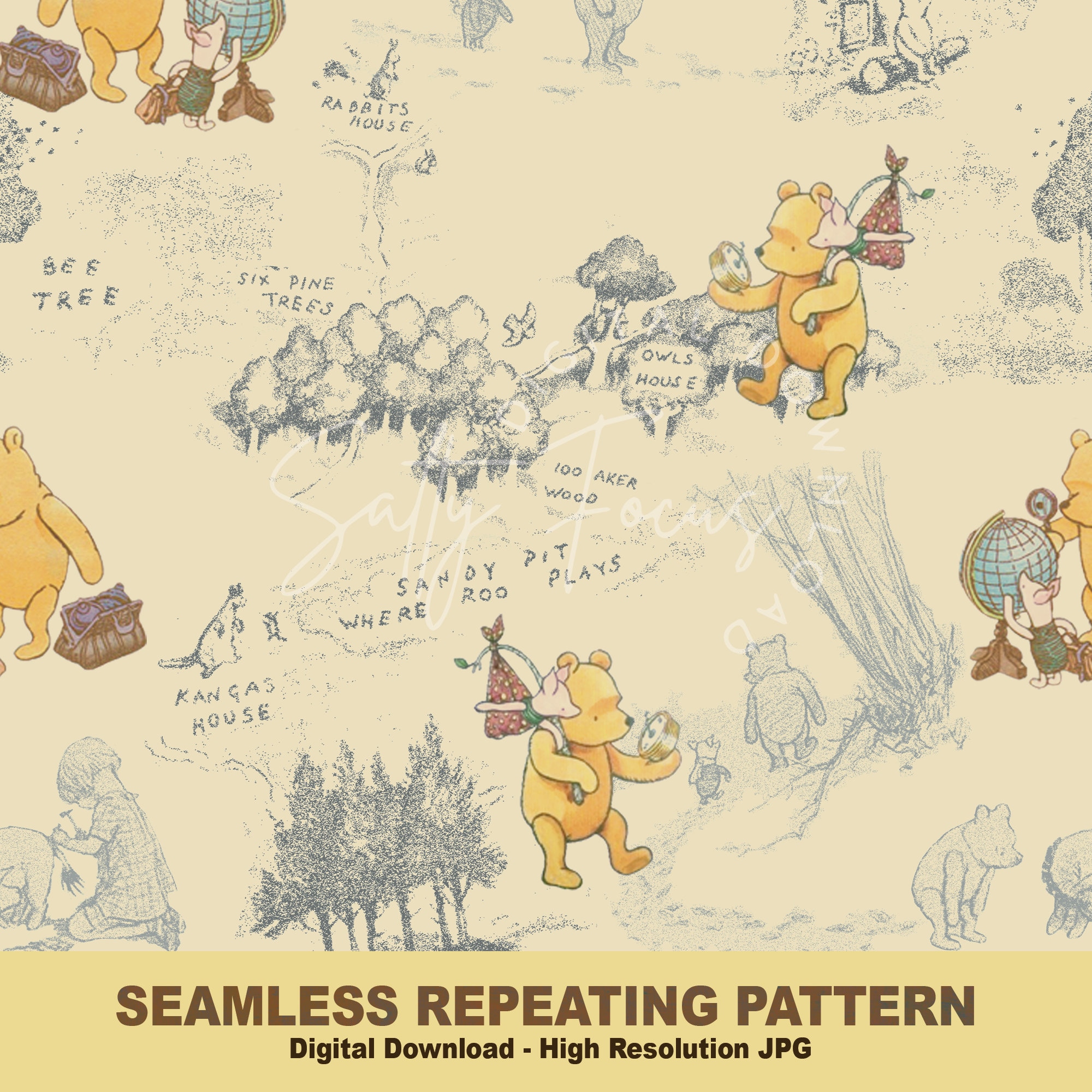 Classic Winnie the Pooh Pooh Bear Seamless Pattern - Etsy