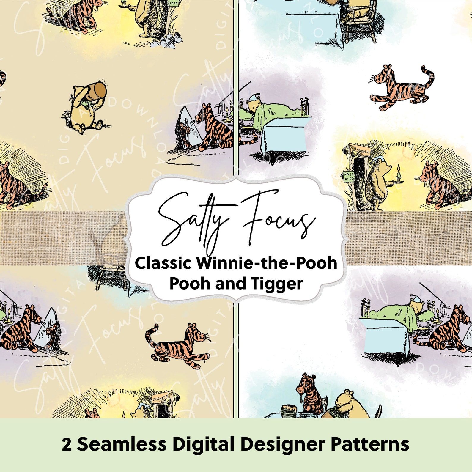 Classic Winnie-the-pooh Seamless Pattern, Pooh and Tigger, Repeating ...