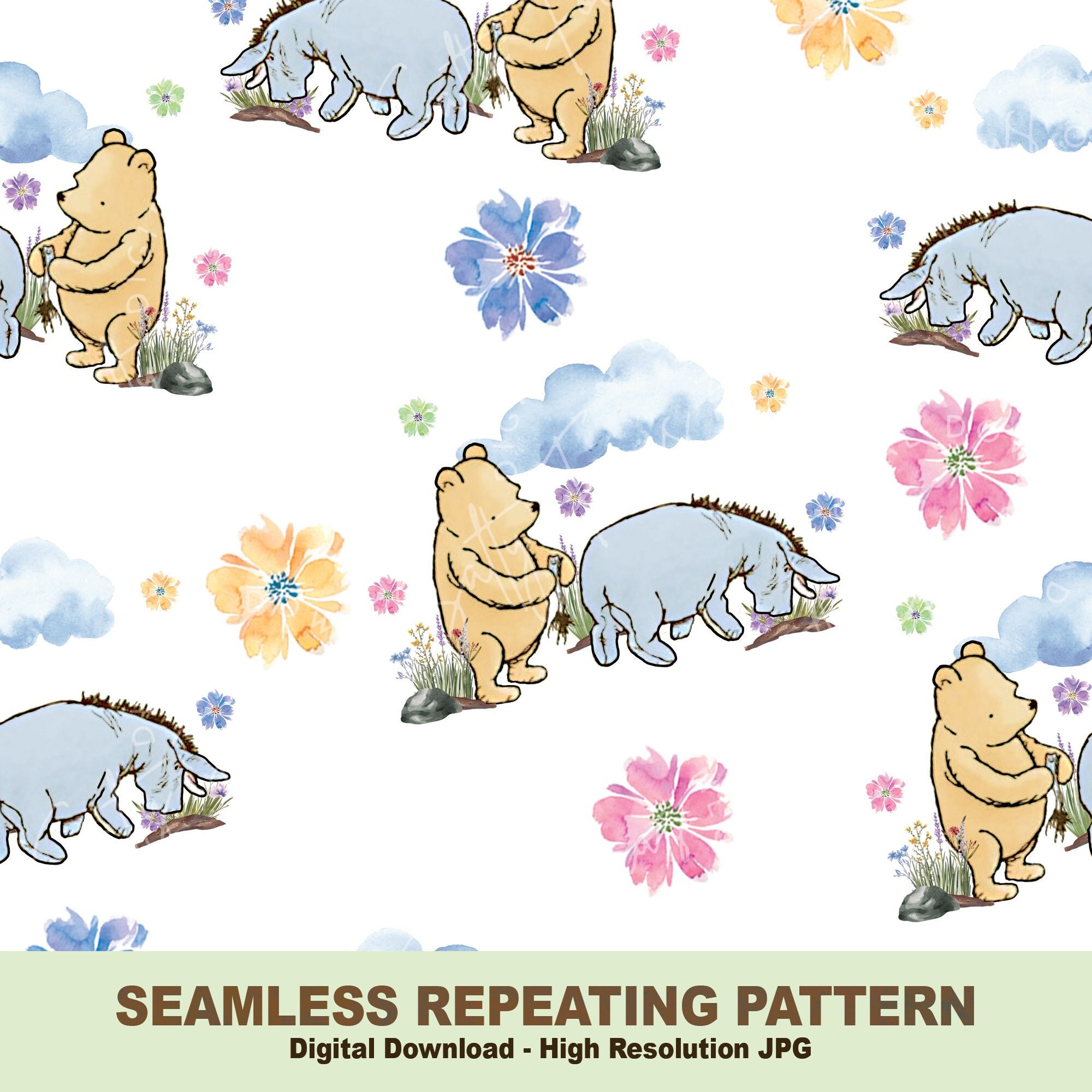 Classic Winnie-the-pooh Seamless Pattern, Pooh and Eeyore's Tail ...