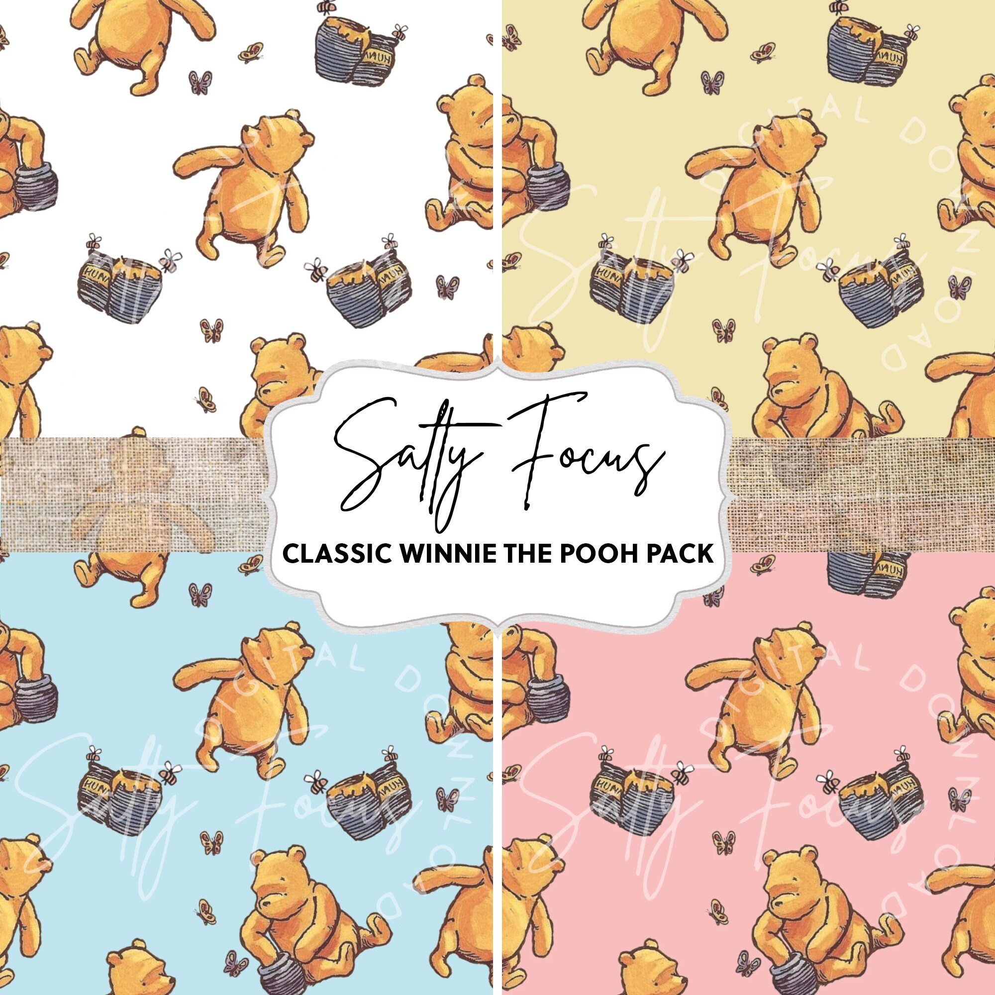 Classic Winnie-the-pooh, Seamless Pattern, Repeating Pattern, Digital ...