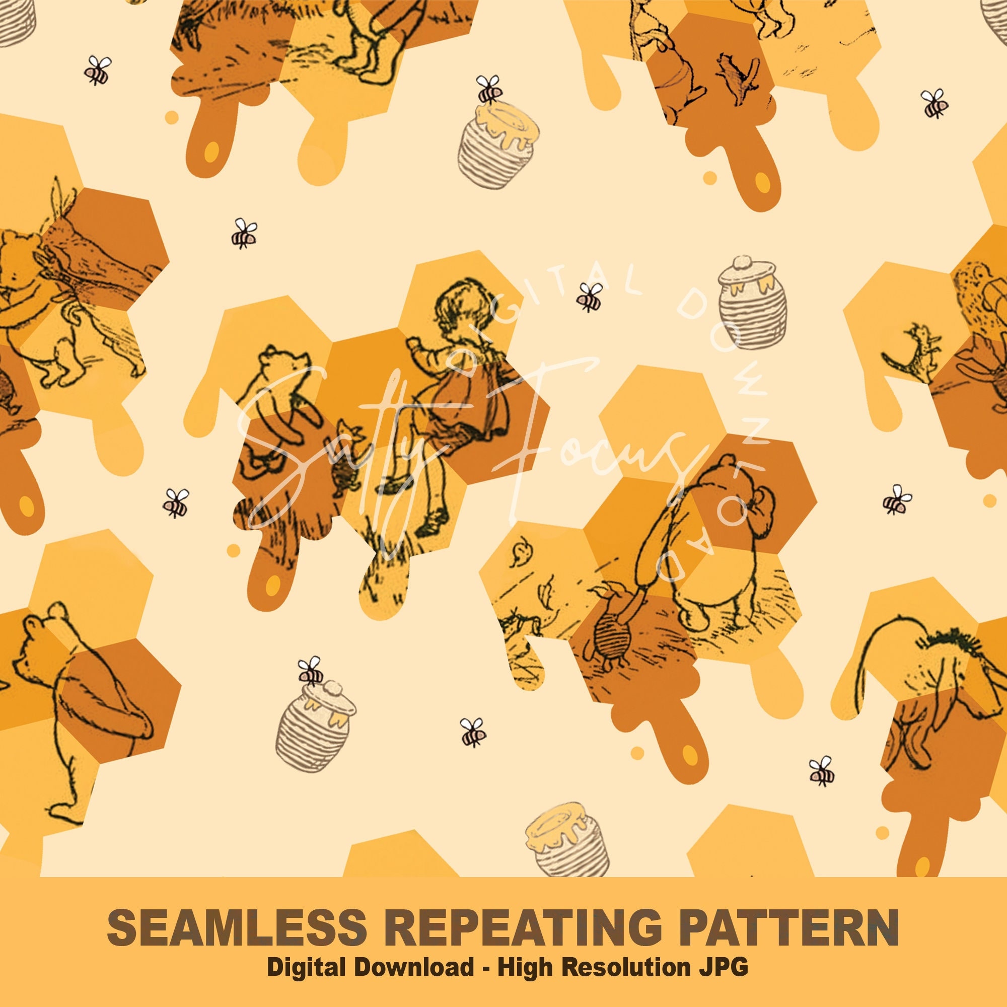 Classic Winnie the Pooh Seamless Pattern No Tigger, Classic Pooh, Pooh ...