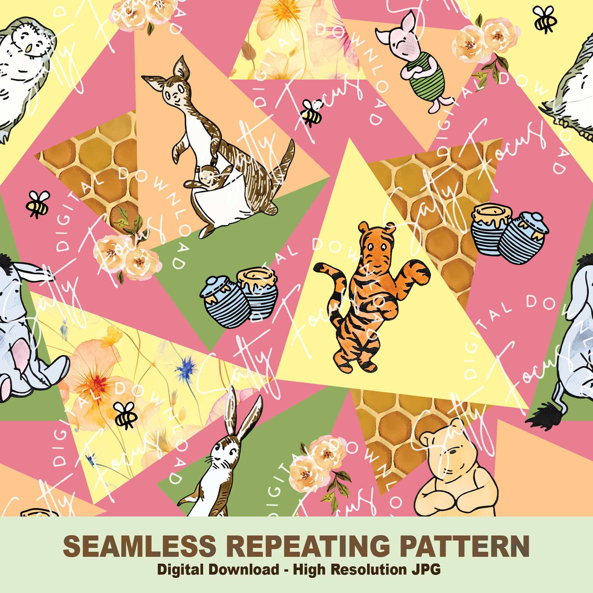Winnie-the-pooh Seamless Pattern, Piglet, Tigger (digital Paper) - Etsy