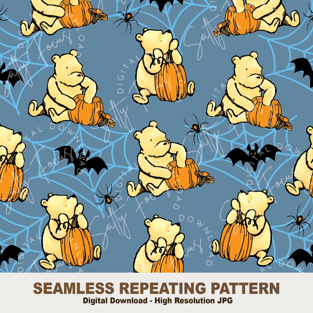 Classic Winnie-the-pooh Seamless Pattern, Pooh Halloween, Vintage Pooh ...