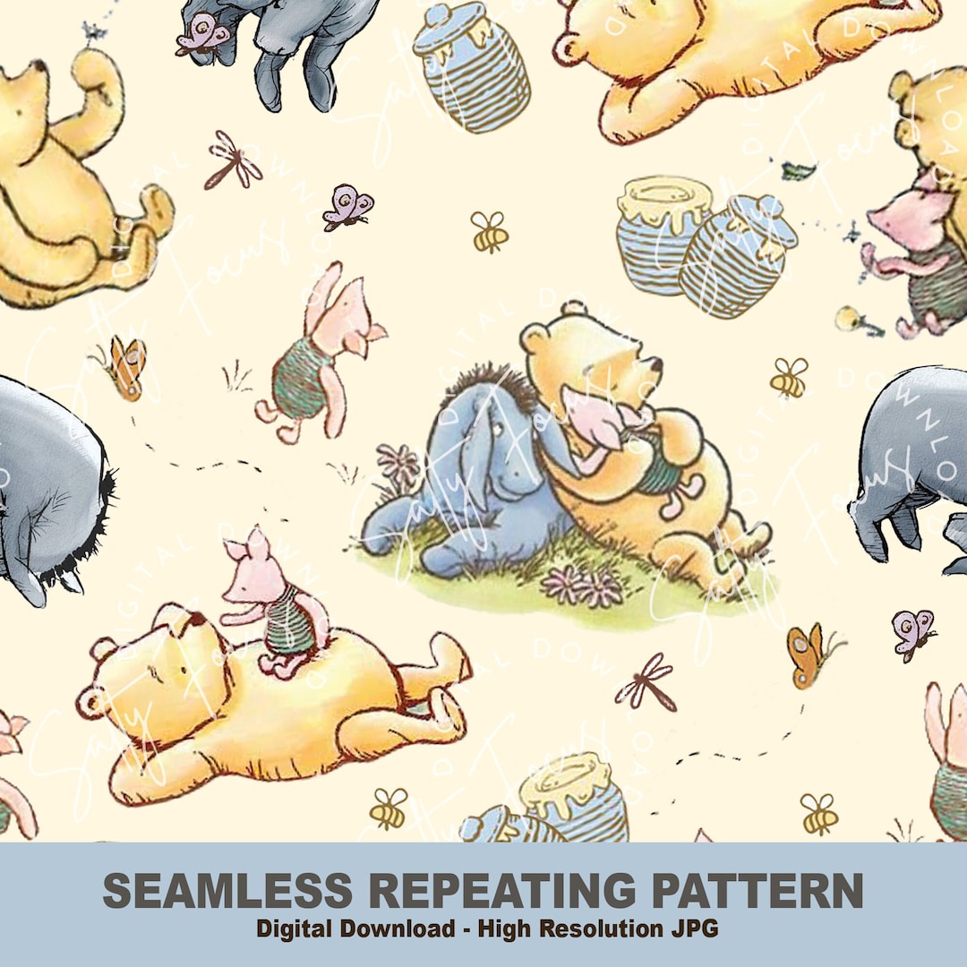 Classic Winnie the Pooh Seamless Pattern Piglet Repeating - Etsy